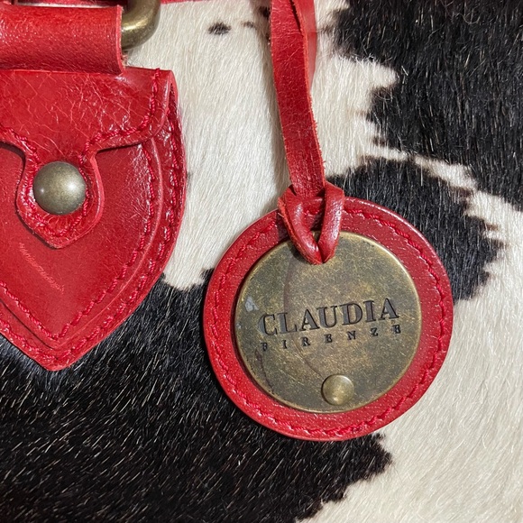 Claudia Firenze | Bags | Claudia Firenze Black White Cow Hide Red ...